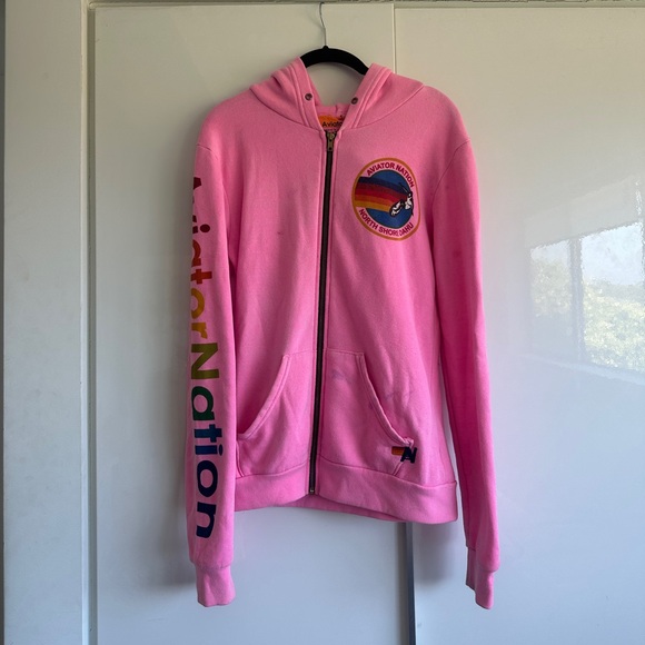 Aviator Nation | Tops | Aviator Nation Pink North Shore Zip Up | Poshmark